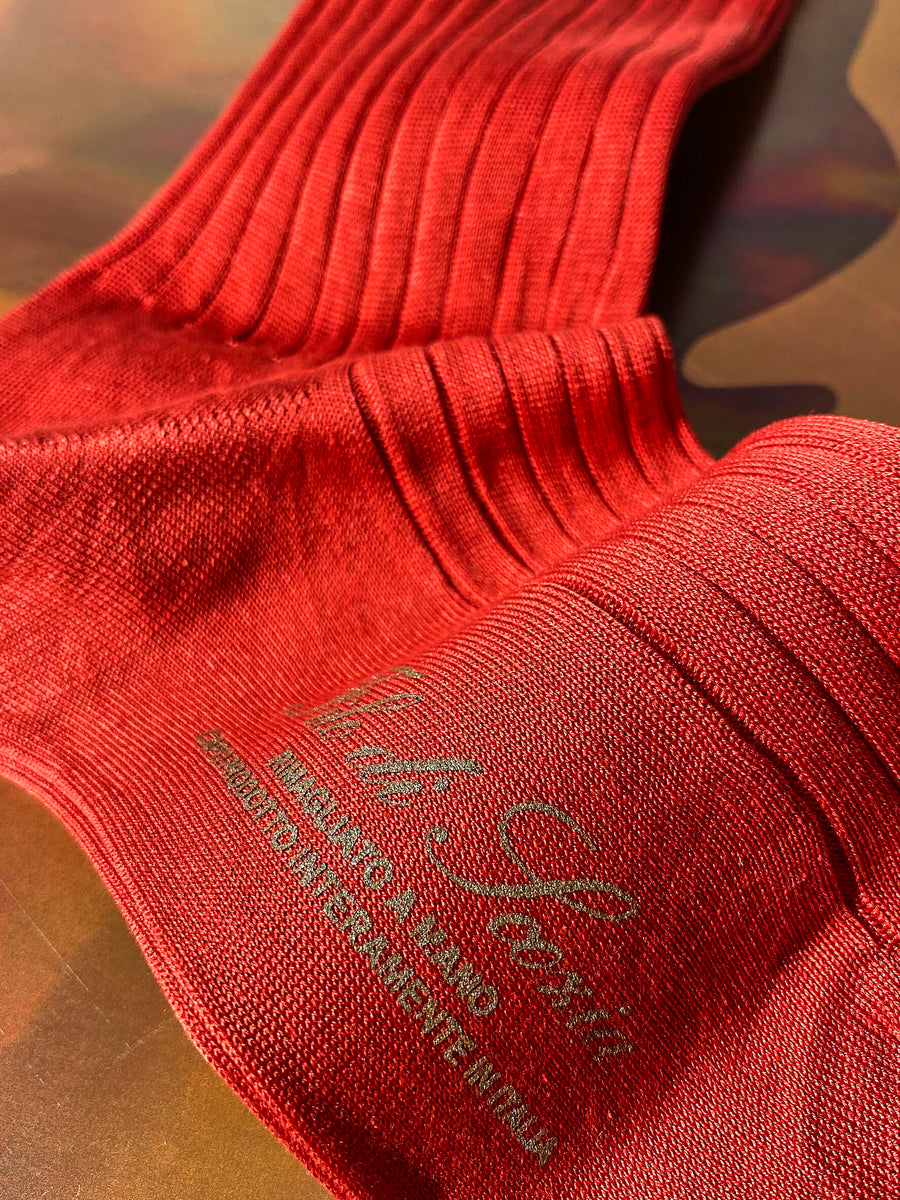 Luxury Women's Filo di Scozia Cotton Socks - Mattone