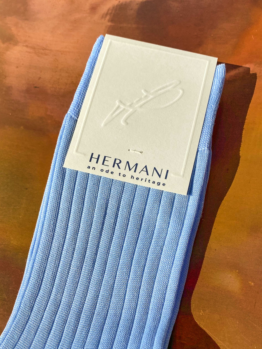Luxury Women's Filo di Scozia Cotton Socks - Baby Blue